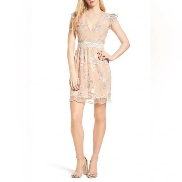 Wayf | Dresses | Wayf Oakfield Embroidered Floral Lace Overlay Mini ...